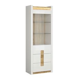 VITRINE Helios Wei&szlig; und Holz