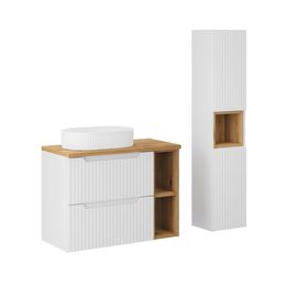 BADM&Ouml;BEL 80.4cm Riva 2er-Set Wei&szlig; und Holz