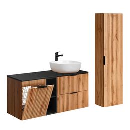 BADM&Ouml;BEL 120.8cm Adriel 2er-Set Holz und Schwarz