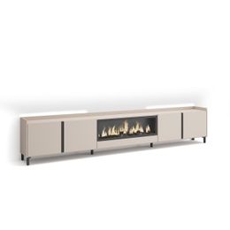 LOWBOARD, Beige, 315/35/61cm, Kamin mit Feuereffekt XXL
