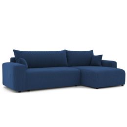 ECKSOFA mit Schlaffunktion und Bettkasten, Blau