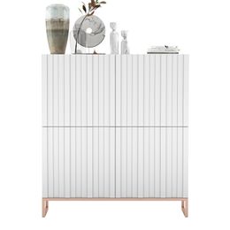 KOMMODE Elpis 4D Wei&szlig; matt 112 cm mit Metallrahmen