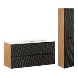 BADM&Ouml;BEL 120cm Elora 2er-Set Schwarz und Holz