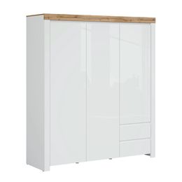 SCHRANK 3 T&uuml;ren Hella Wei&szlig; und Holz
