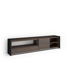LOWBOARD, Dunkler Eiche und Schwarz, 207/37/50cm, mit Led