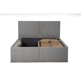 Halmon Schlafkomfort Betten POLSTERBETT Milano Grau 140 x 200 x 40 cm Stauraum Mit hochwertiger Matratze H2 (bis 100 kg) und Lattenrost