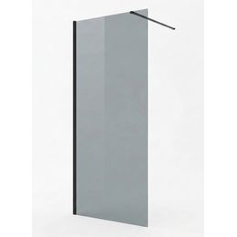 Badplaats DUSCHWAND Rizani - 100 x 200 cm - Schwarz - Walk-In Duschabtrennung aus Rauchglas