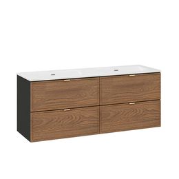 DOPPELWASCHTISCH 120cm Elena Holz und Schwarz