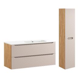 BADM&Ouml;BEL 120cm Elora 2er-Set Beige und Holz