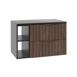WASCHTISCHUNTERSCHRANK 80.6cm Siena Holz und Schwarz