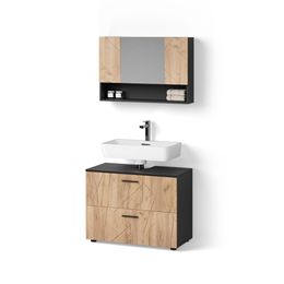 BADM&Ouml;BEL-SET Ronco Goldkraft Eiche/Anthrazit 2 Teile, Unterschrank 80 cm