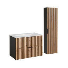 BADM&Ouml;BEL 80.4cm Gaia 2er-Set Holz in Eichenoptik und Schwarz