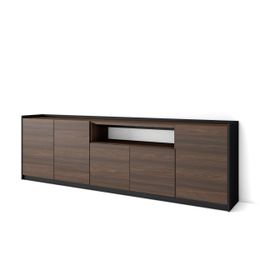SIDEBOARD, Highboard, Dunkler Eiche und Schwarz, 260/37/80cm