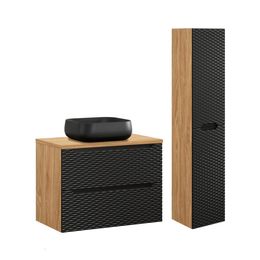 BADM&Ouml;BEL 80cm Elora 2er-Set Schwarz und Holz