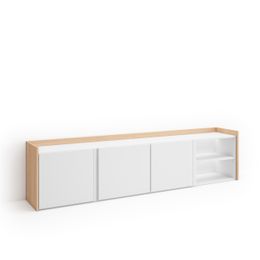 LOWBOARD, Wei&szlig; und Eiche, 207/35/50cm, mit Led