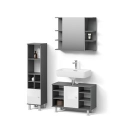 BADM&Ouml;BEL-SET Fucino Anthrazit 3 Teile, mit Midischrank T&uuml;r klein