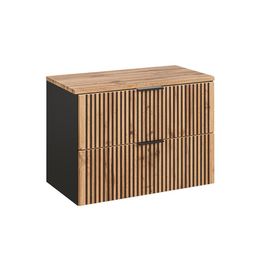 WASCHTISCHUNTERSCHRANK 80.6cm Gaia Holz in Eichenoptik und Schwarz