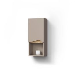 BADSCHRANK Timavo Greige 30 x 67 cm mit T&uuml;r und offenem Fach