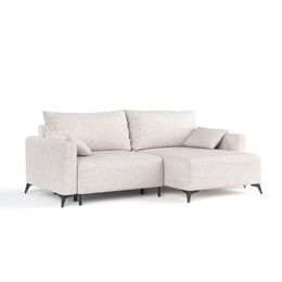 ECKSOFA NUVIO mit Schlaffunktion Hellbeige im Neve Stoff
