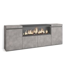 SIDEBOARD, Elektrokamin XXL, zementgrau, 208/35/75cm