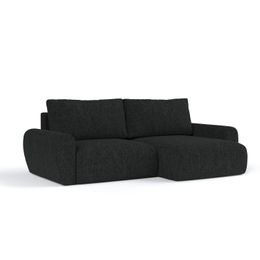 ECKSOFA OMARI mit Schlaffunktion Schwarz im Neve Stoff