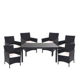 MCW POLY-RATTAN-GARNITUR Anthrazit, Cremewei&szlig;