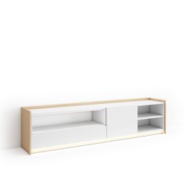 LOWBOARD, Wei&szlig; und Eiche, 207/37/50cm, mit Led
