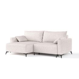 ECKSOFA NUVIO mit Schlaffunktion Hellbeige im Neve Stoff