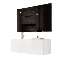 TV-LOWBOARD wei&szlig; hochglanz, h&auml;ngend mit LED-Beleuchtung