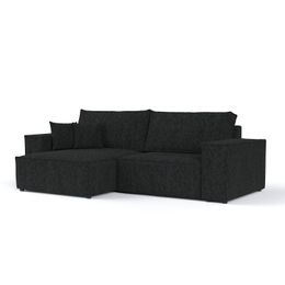 ECKSOFA CAVO mit Schlaffunktion Schwarz im Neve Stoff