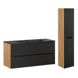 BADM&Ouml;BEL 120cm Elora 2er-Set Schwarz und Holz