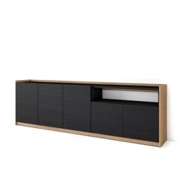 SIDEBOARD, Highboard, Schwarz Eiche, 260/37/80cm
