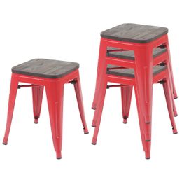 MCW HOCKER HOLZ-SITZFL&Auml;CHE Rot 4er-Set