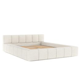 POLSTERBETT Milos mit Stauraum 200/200 cm Creme im Modesto Stoff