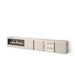 LOWBOARD, Beige, 315/35/50cm, Kamin mit Feuereffekt XXL