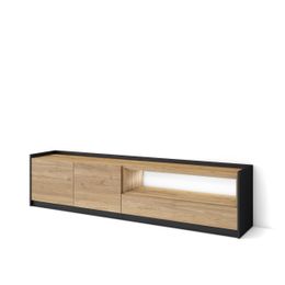 LOWBOARD, Eiche und Schwarz, 207/37/50cm, mit Led