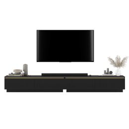 TV-LOWBOARD 2-er Set Selene Schwarz matt geriffelte Fronten 140 cm