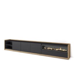LOWBOARD, Schwarz Eiche, Elektrokamin, 310/37/50cm