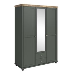 SCHRANK 3 T&uuml;ren Martin Gr&uuml;n und Holz