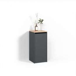 BADSCHRANK Paolina Anthrazit/Goldkraft Eiche 40.2 x 88.2 cm mit W&auml;schkorb