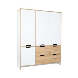 Arthur Berndt KLEIDERSCHRANK Maxim 150/189/49 cm Soft-Close Wei&szlig; Artisan Oak