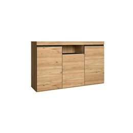 SIDEBOARD eiche/schwarz, 140/40/80cm