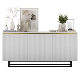 SIDEBOARD Selene 3D Wei&szlig; Matt mit metallrahmen Glamour 167 cm