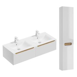 BADM&Ouml;BEL 120cm Livia 2er-Set Wei&szlig;