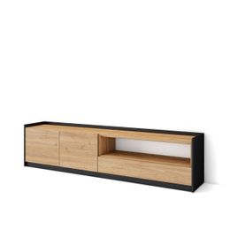 LOWBOARD, Eiche Schwarz, 207/37/50cm
