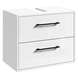 Badplaats WASCHBECKENUNTERSCHRANK Florence 2 Schubladen Wei&szlig; Hochglanz - 60 x 35 x 47 cm