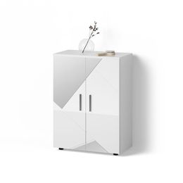 MIDISCHRANK Ronco Wei&szlig; Hochglanz mit Eins&auml;tzen 60 x 81 cm