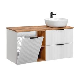 WASCHTISCH 120.8cm Adriel Wei&szlig; und Holz