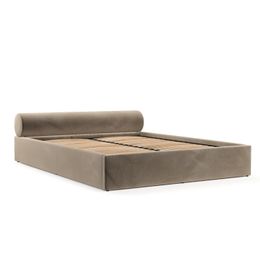POLSTERBETT Solvo mit Stauraum 160/200 cm Taupe im Paros Stoff