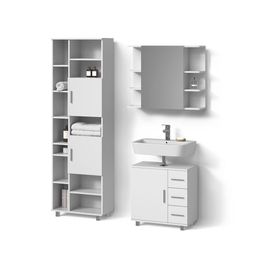 BADM&Ouml;BEL-SET Eisak Wei&szlig; 3 Teile, mit Hochschrank
